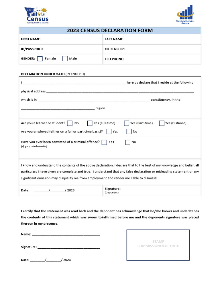 2023 Census Declaration Form | PDF