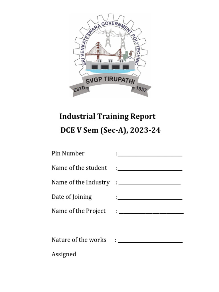 Industrial Training Report Cover Page | PDF