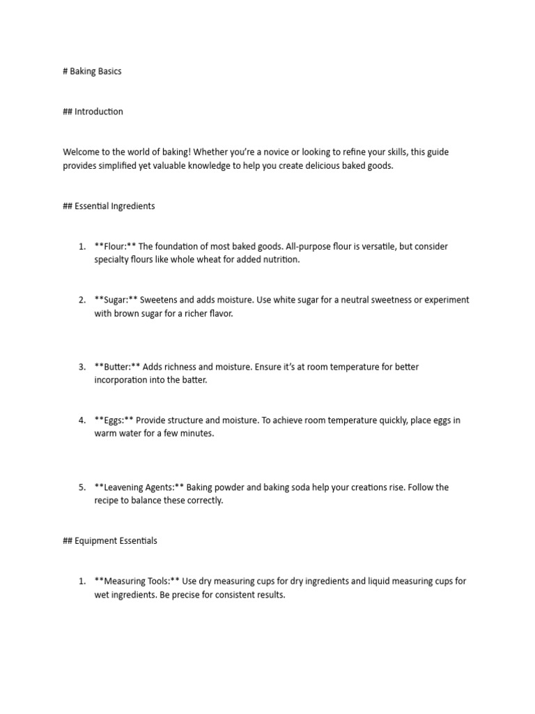 Basics of Baking | PDF | Baking | Batter (Cooking)