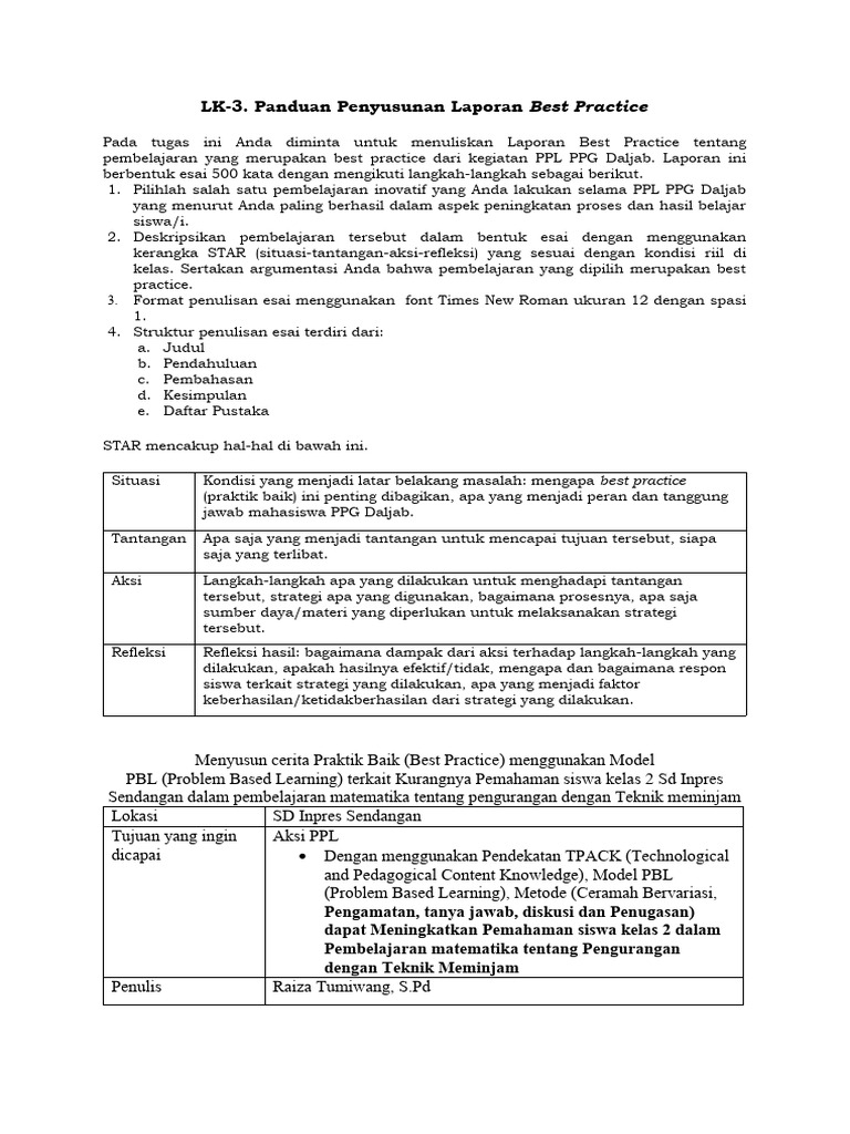 LK. 3.1 Penyusunan Hasil Best Practice | PDF