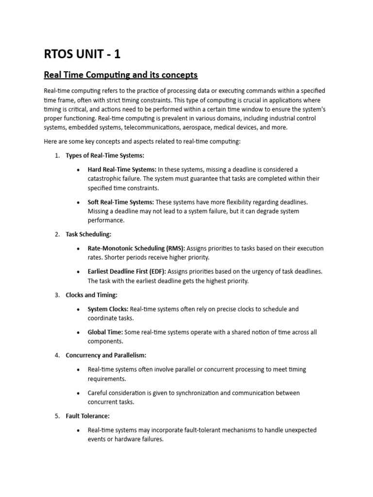 Unit 1 | PDF | Real Time Computing | Scheduling (Computing)