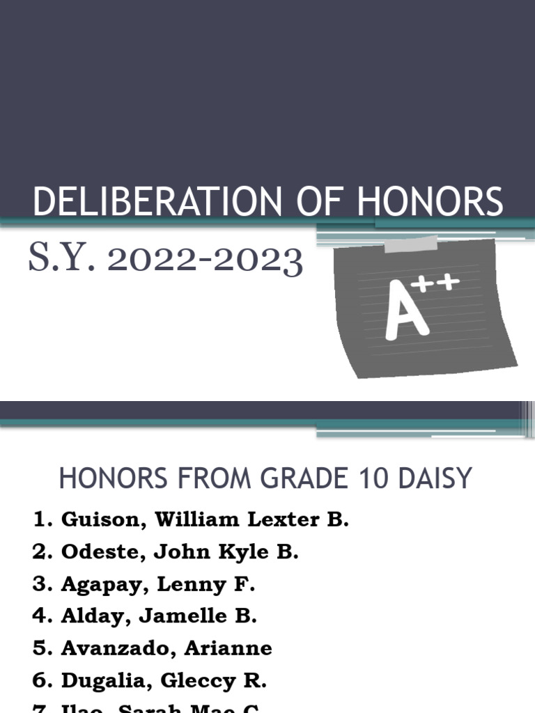 Deliberation of Honors 2023 | PDF