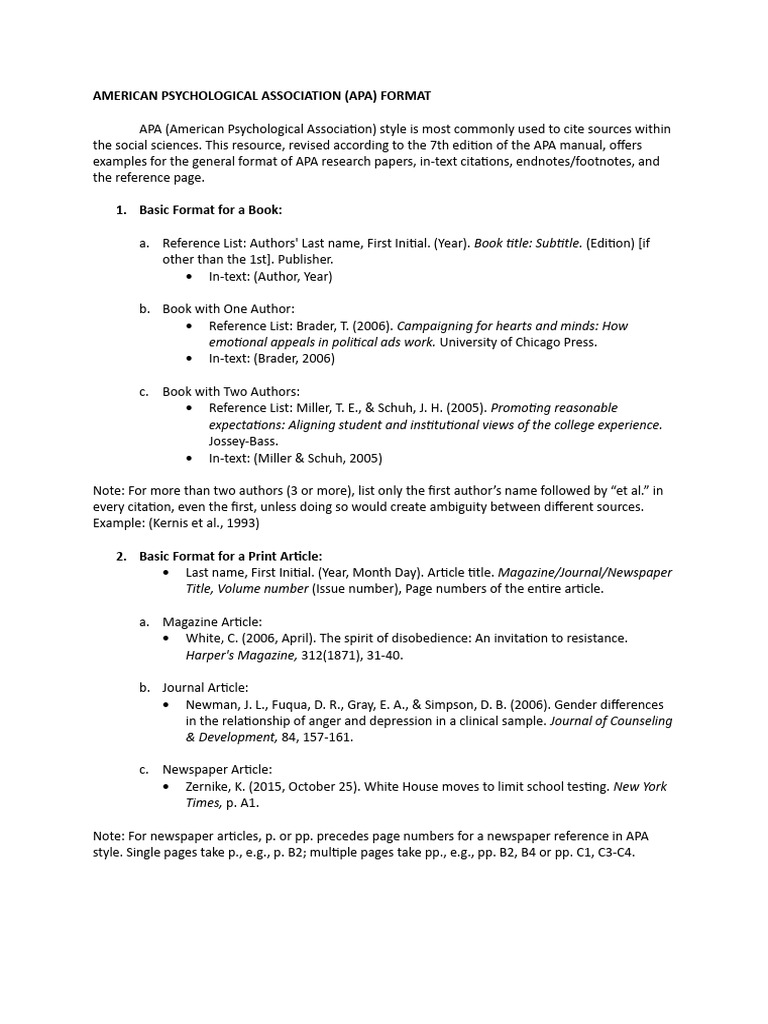 American Psychological Association | PDF | Apa Style | Citation