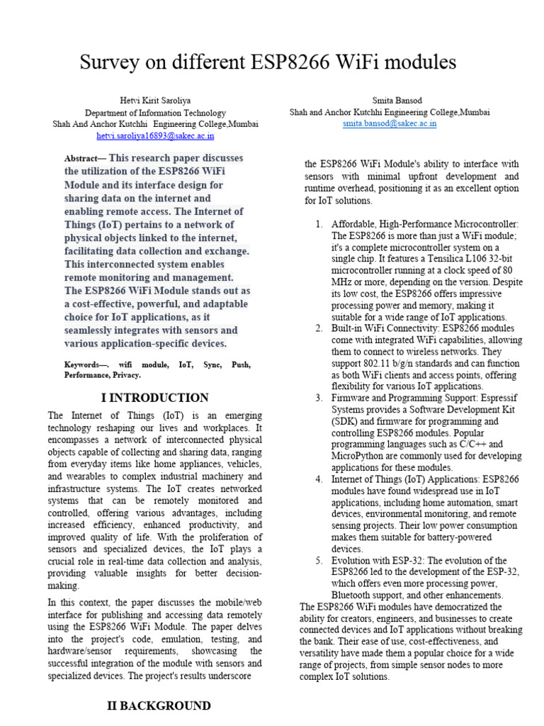 Hetvi FINAL DL Research Paper | PDF | Internet Of Things | Wi Fi