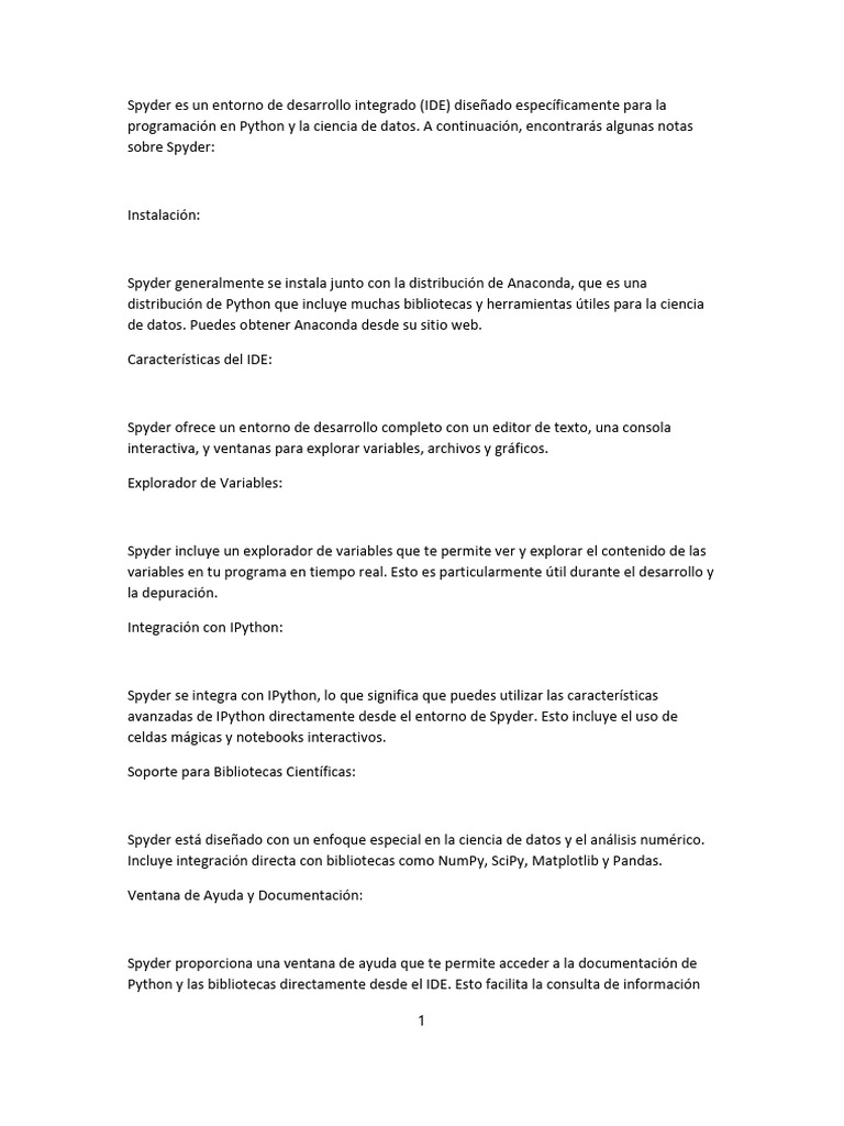 Spyder: IDE para Ciencia de Datos en Python | PDF | Entorno de ...
