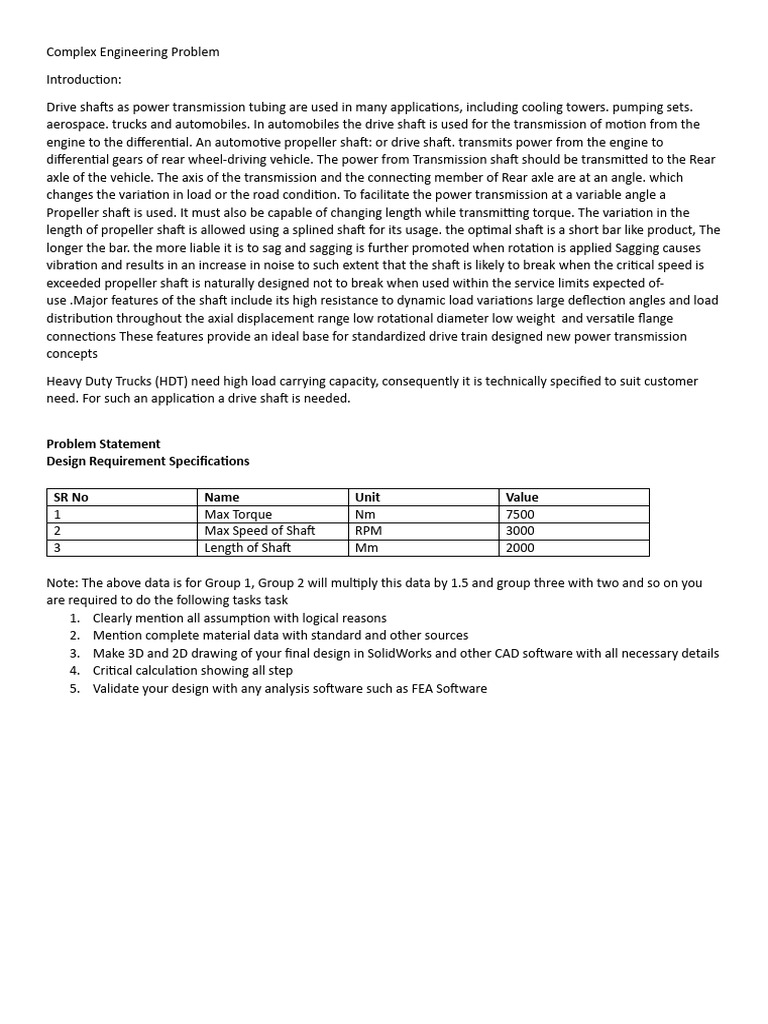 Complex Engineering Problem | PDF | Axle | Automotive Technologies