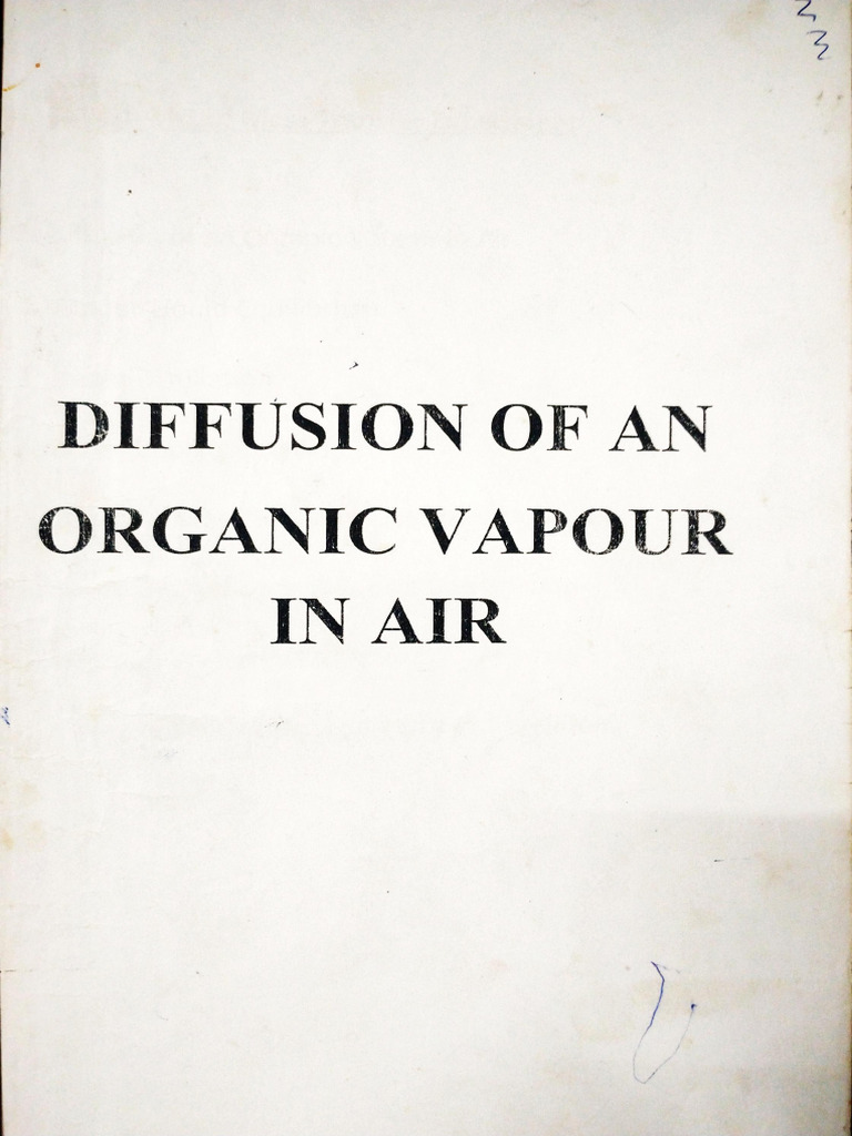 Diffusion of An Organic Vapour in Air | PDF