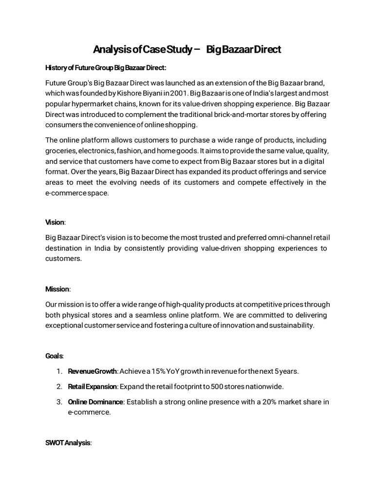 Analysis of Case Study-Big Bazaar Direct | PDF | Retail | E Commerce