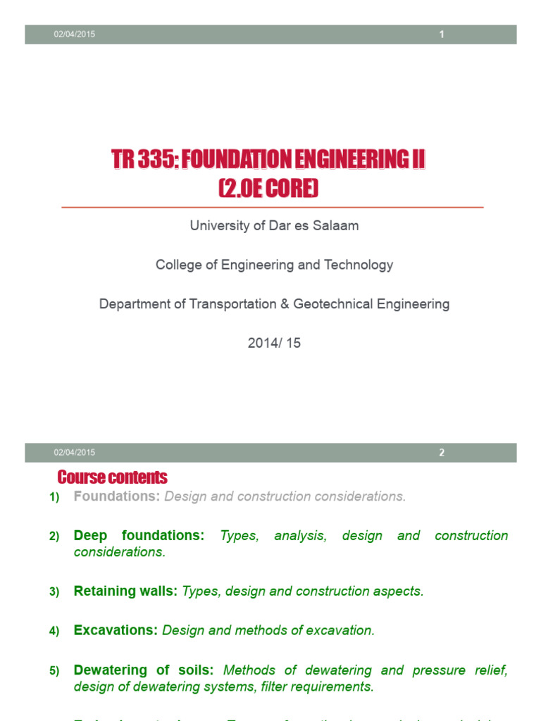 TR335 Foundation Engineering II - Deep Foundations | PDF | Deep Foundation | Foundation ...