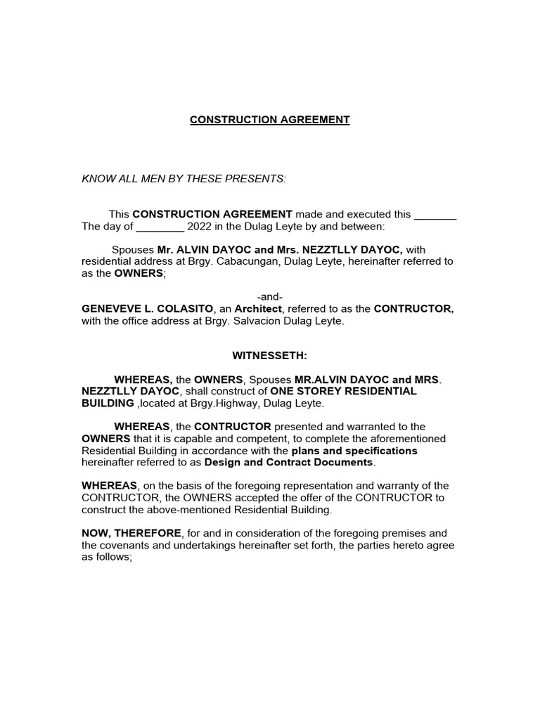Contract Documents | PDF | Legal Liability | General Contractor