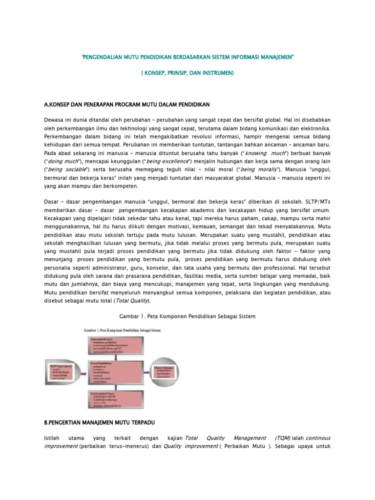 Pengendalian Mutu Pendidikan Berdasarkan Sistem Informasi Manajemen | PDF