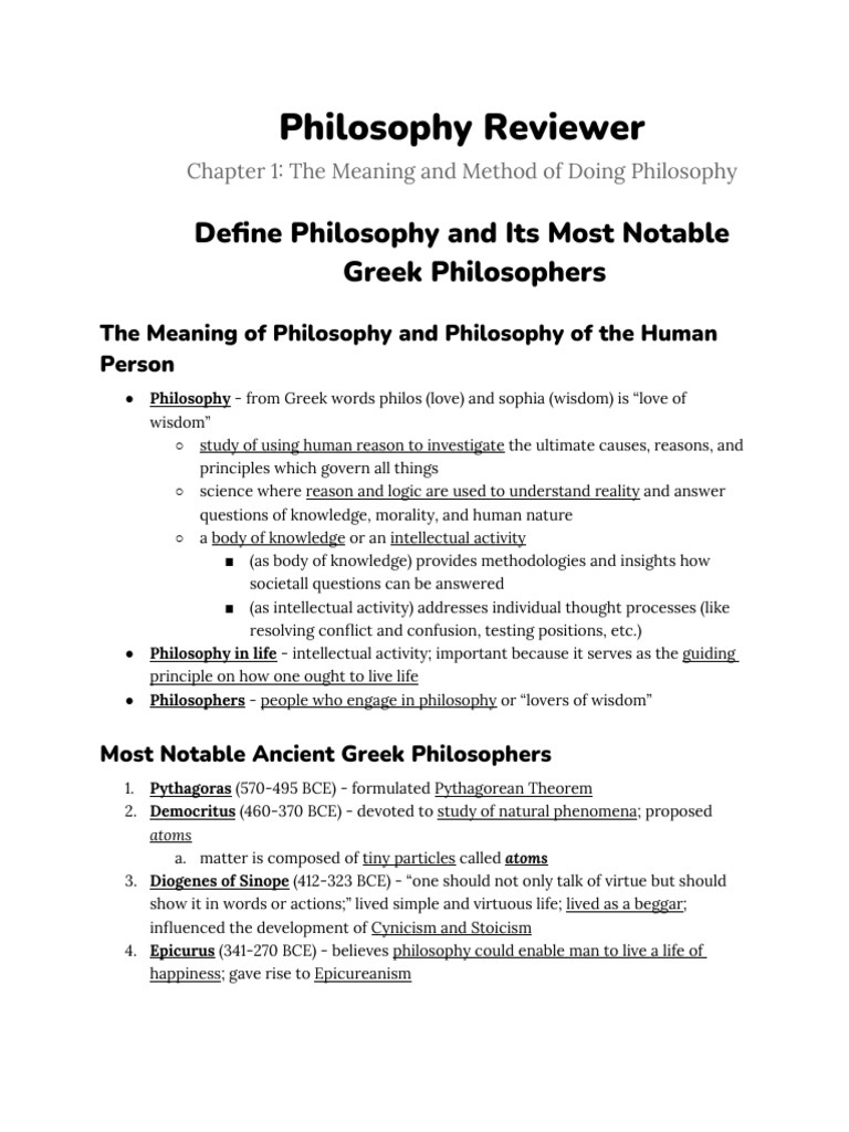 Philosophy Handout Reviewer | PDF | Truth | Reason