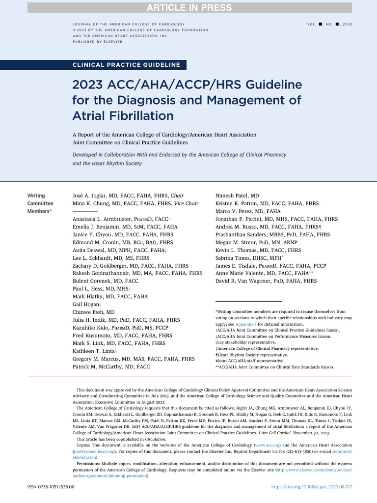 2023 ACC Atrial Fibrillation | PDF | Chronic Kidney Disease | Heart