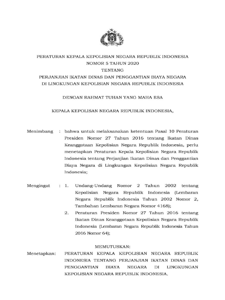 2020-Perkap Nomor 5 Tahun 2020 | PDF