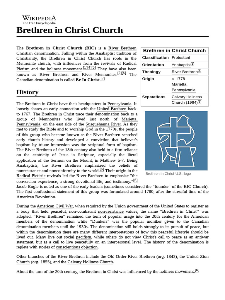 Brethren in Christ Church | PDF | Abrahamic Religions | Religious ...