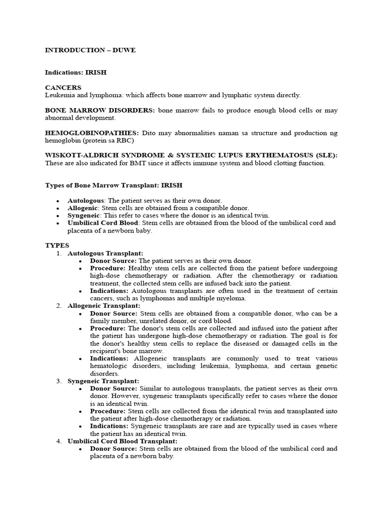 BMT Report | PDF | Hematopoietic Stem Cell Transplantation | Bone Marrow