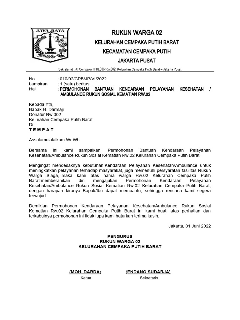 Surat Pengajuan Proposal | PDF