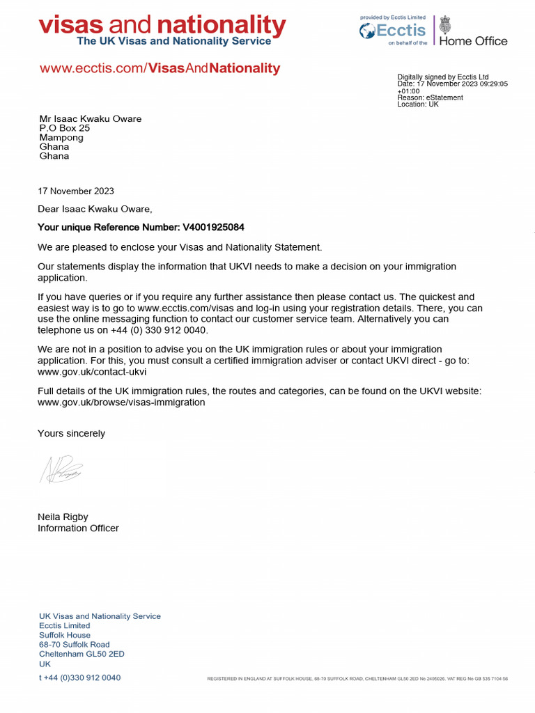 Visas and Nationality Service (English Proficiency - 231117 - 094509 | PDF