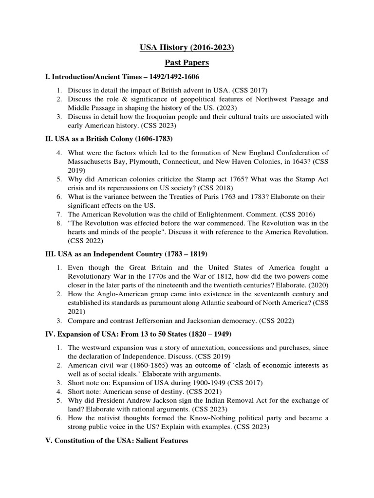 USA History Papers | PDF | The United States | Cold War