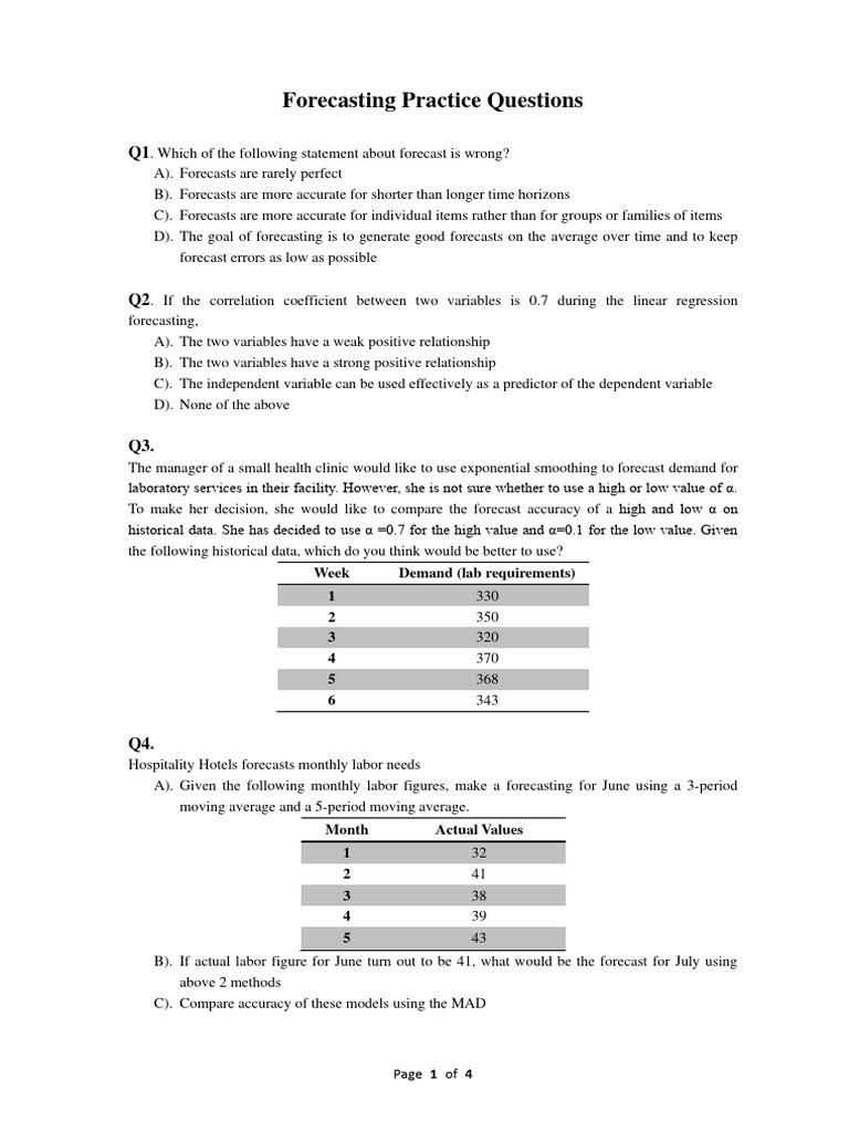 Practice Forecasting | PDF | Forecasting | Dependent And Independent Variables