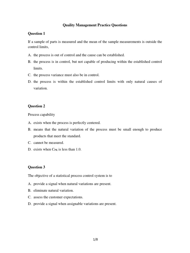 Practice - Quality Management | PDF | Variance | Sampling (Statistics)