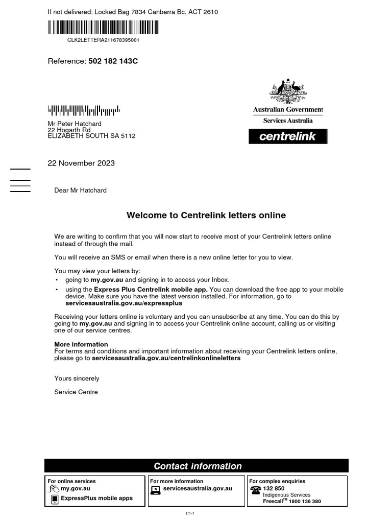Centrelink Online Letters Welcome Guide | PDF | Technology & Engineering