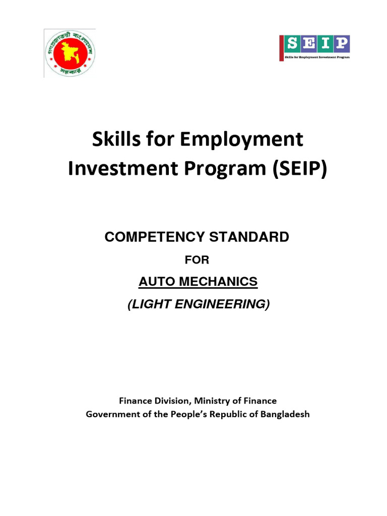 Competency Standard - Auto Mechanics | PDF | Occupational Safety And Health | Vocational Education