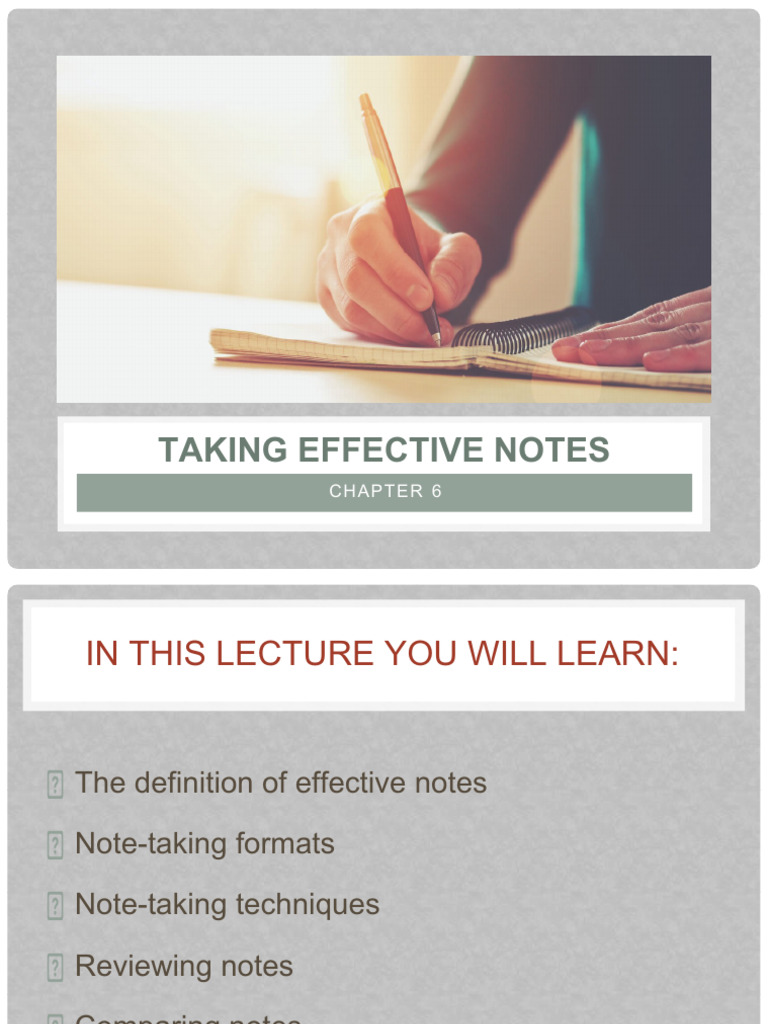 Chapter 6 - Taking Effective Notes | PDF