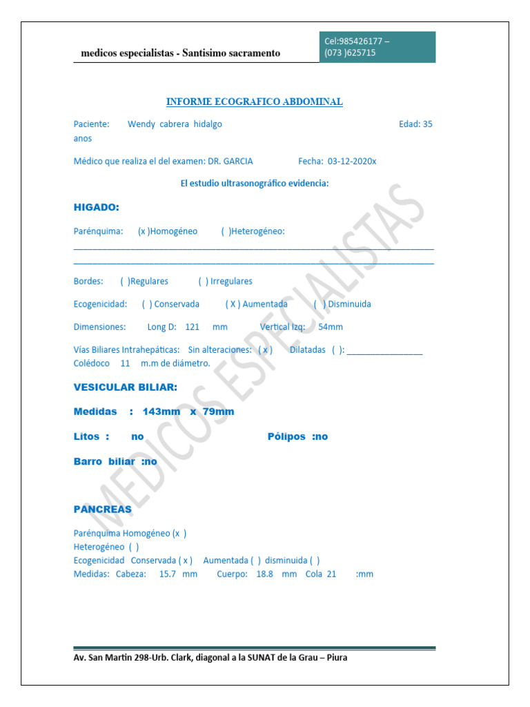 Informes Ecografias FORMATOS | PDF | Ultrasonido médico | Feto