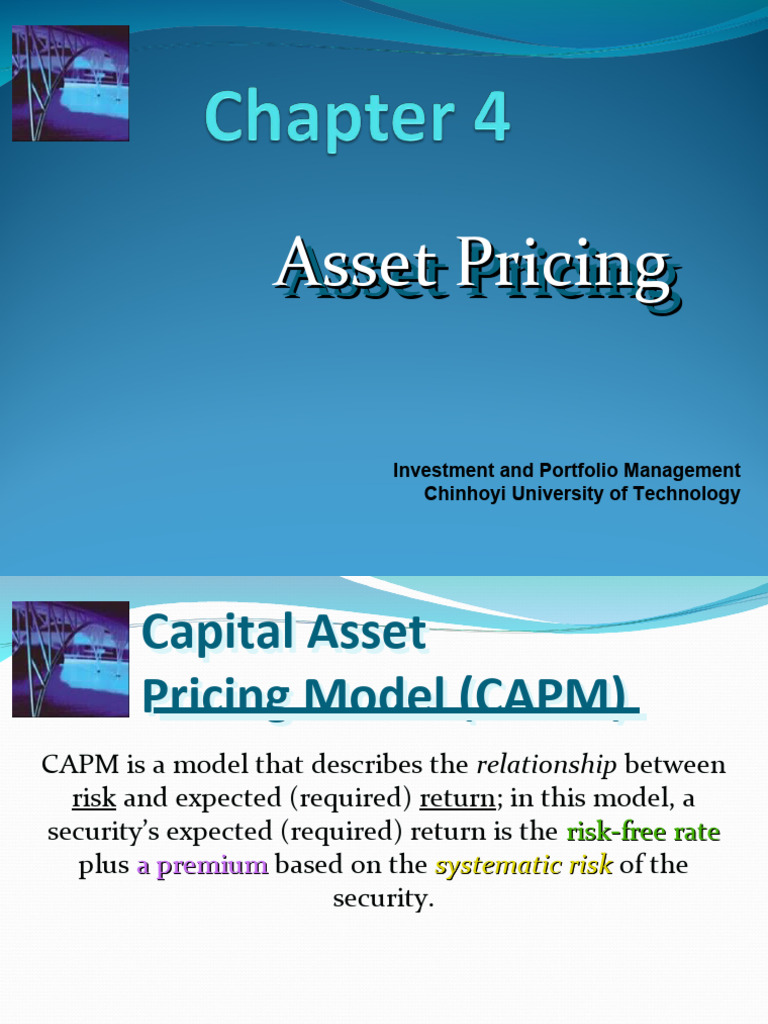 Chapter 6 - Asset Pricing | PDF | Beta (Finance) | Capital Asset ...