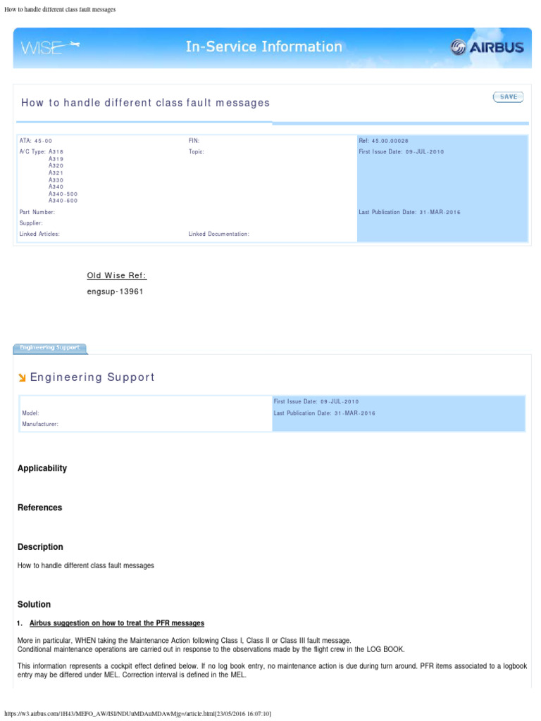 How To Handle Different Class Fault Messages | PDF | Aeronautics | Aviation