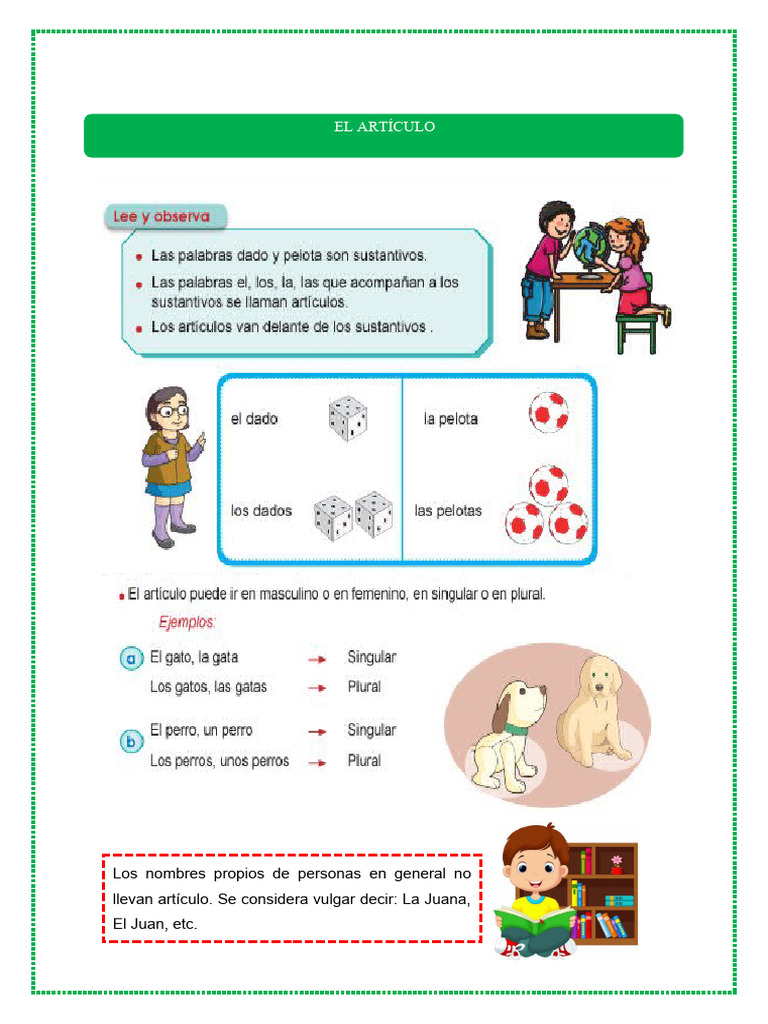 Ficha Artículo y Sustantivo | PDF | Sustantivo | Lingüística