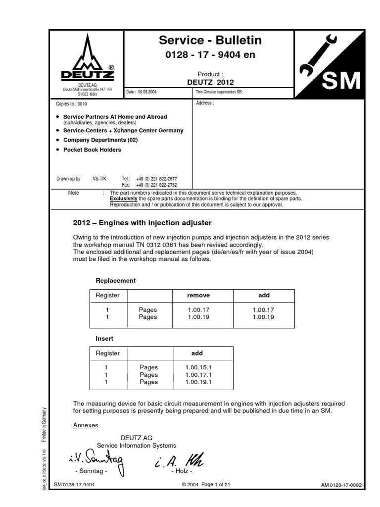 2012 - Engines With Injection Adjuster | PDF
