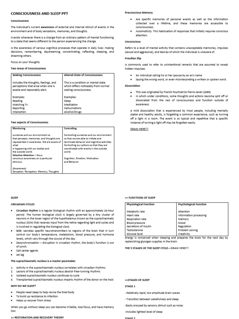 Consciousness and Sleep | PDF | Sleep | Circadian Rhythm