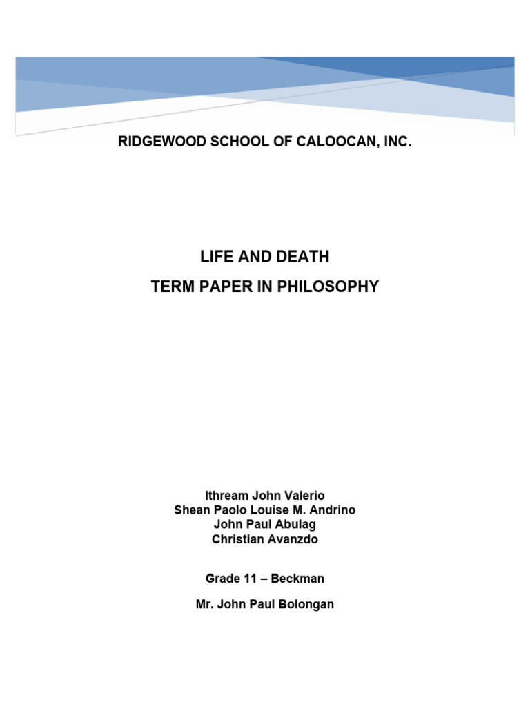 Life and Death - Philosophy | PDF | Moksha | Existentialism