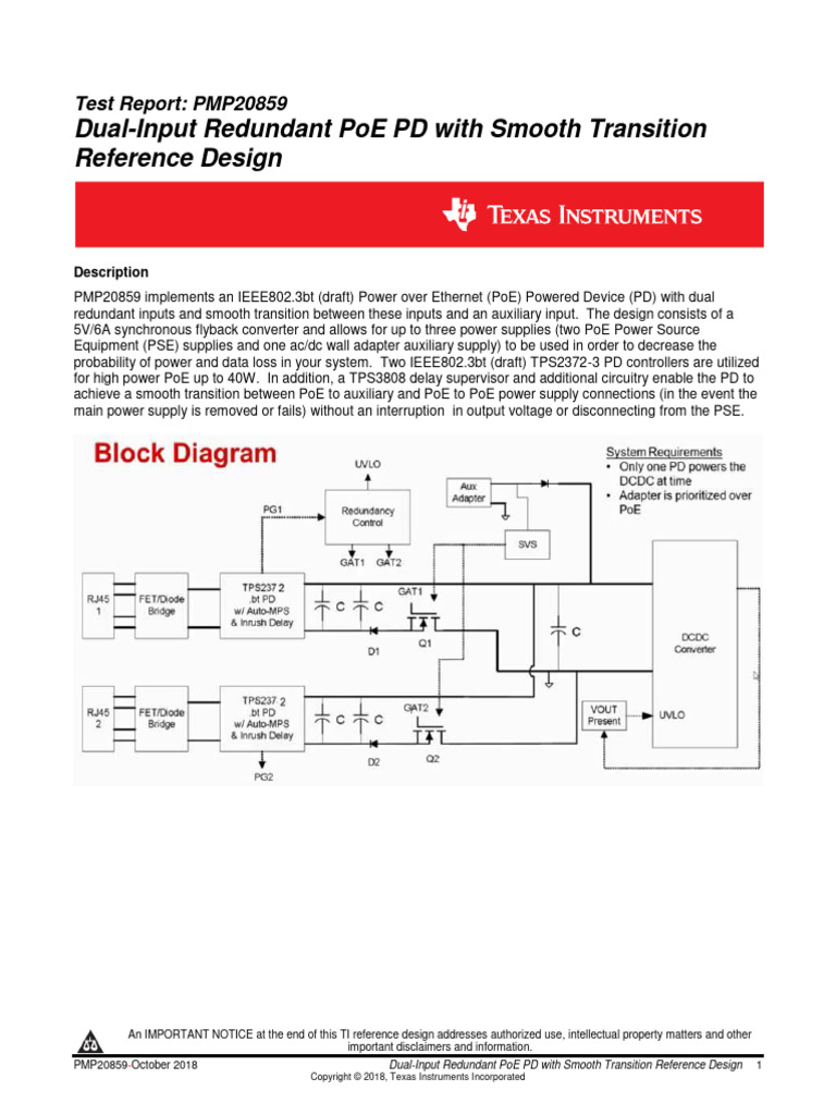 Dual-Input Redundant PoE PD With Smooth Transition Reference Design ...