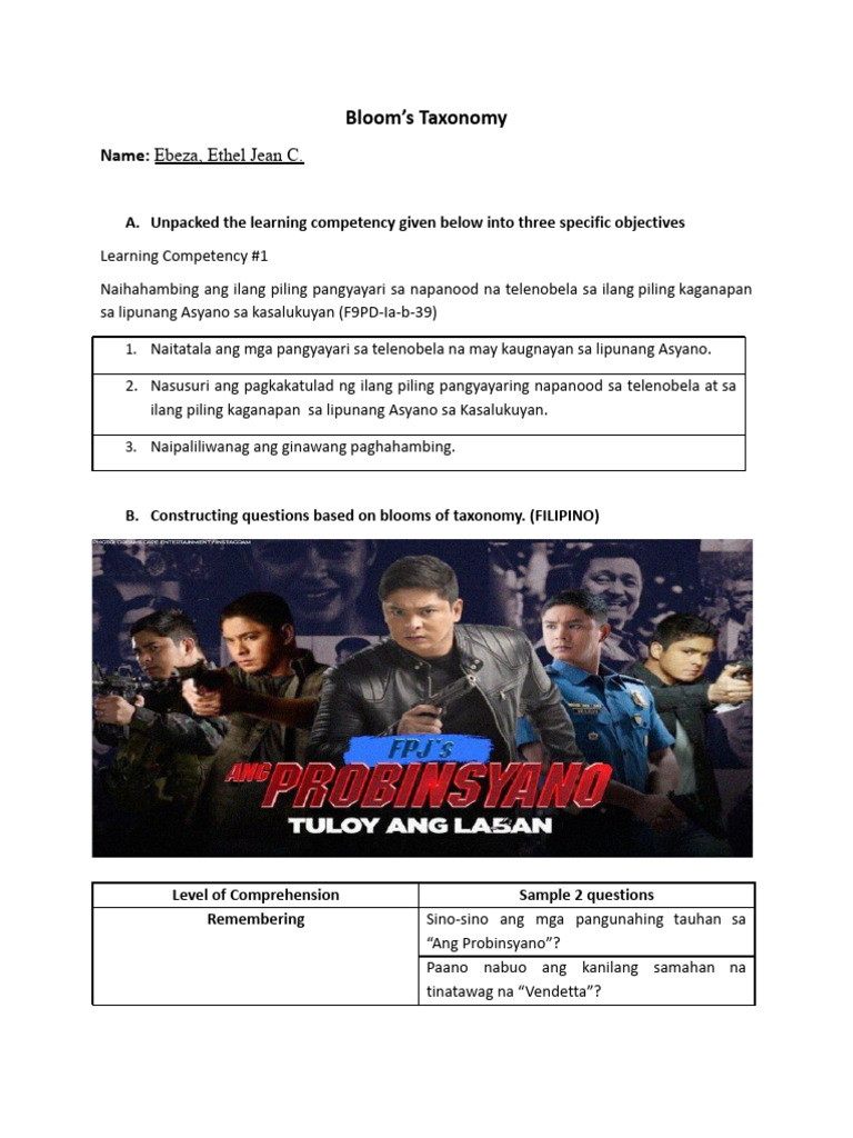 Bloom's Taxonomy - Ebeza | PDF