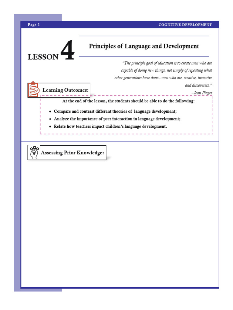 Unit 3-Lesson 4 Principles of Language and Development | PDF | Language ...