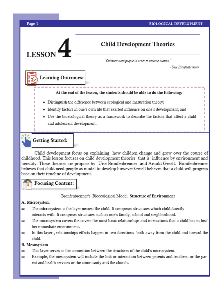Unit 2 - Lesson 4 Child Development Theories | PDF | Behavioural ...