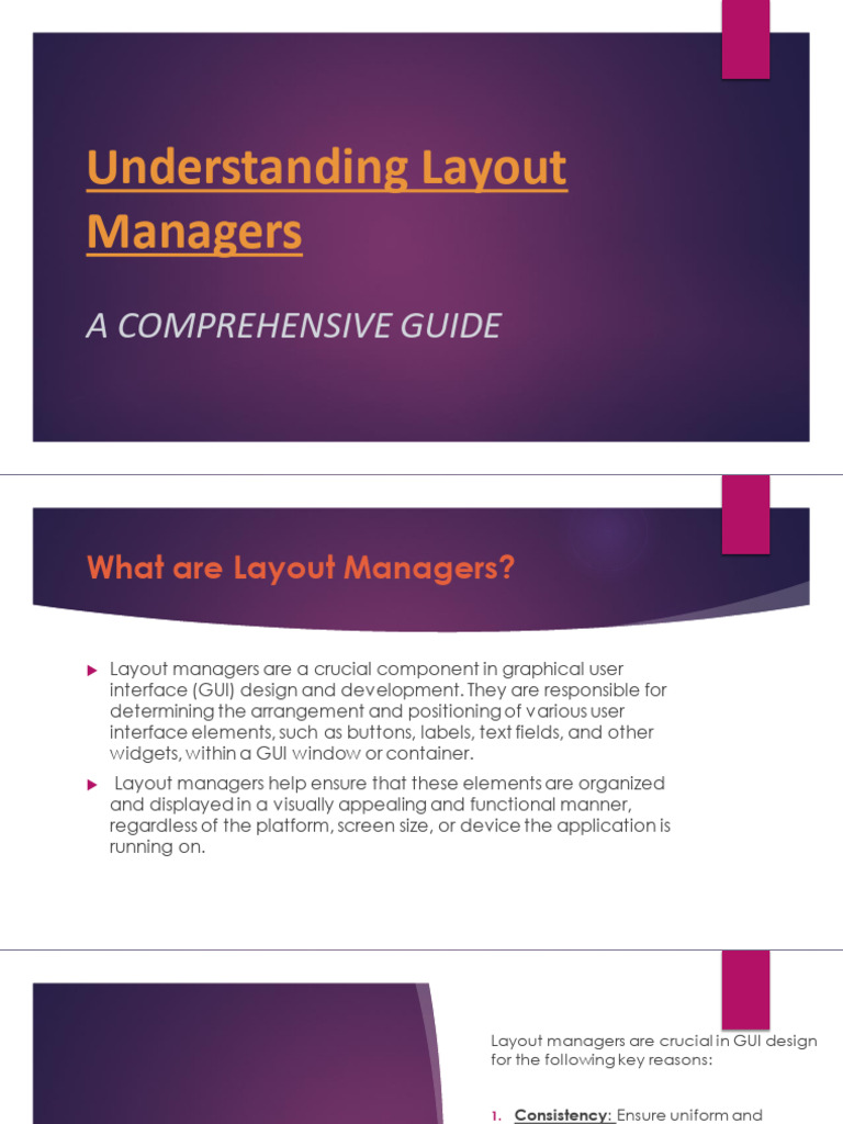 Understanding Layout Managers: A Comprehensive Guide | PDF | Graphical User Interfaces | Page Layout