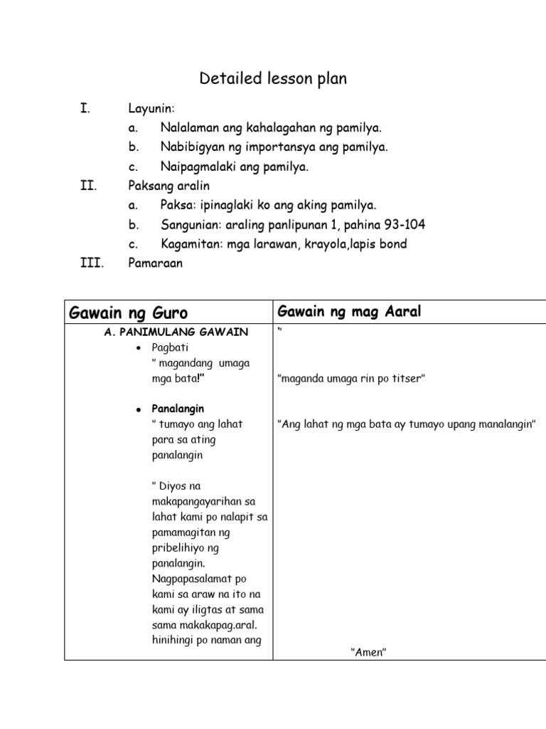 Detailed Lesson Plan | PDF