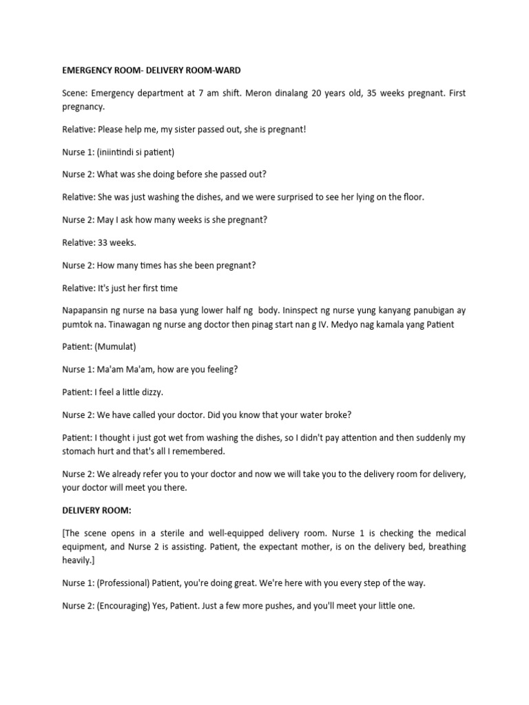 Er DR Ward Script | PDF | Nursing | Pregnancy