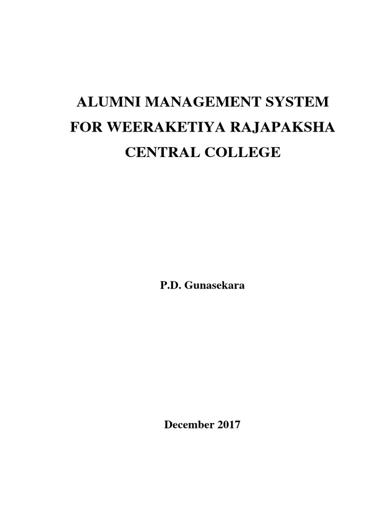 Alumni Management System For Weeraketiya Rajapaksha Central College | PDF | Component Based ...