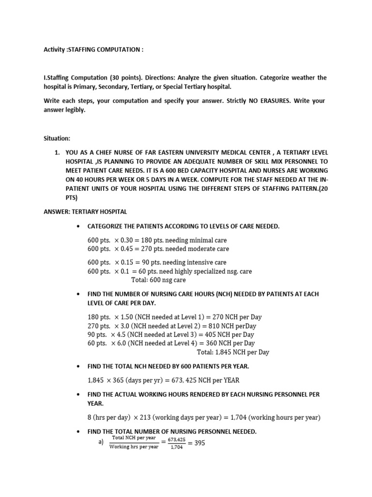 Nursing Staffing Computation Guide | PDF | Health Care | Hospital
