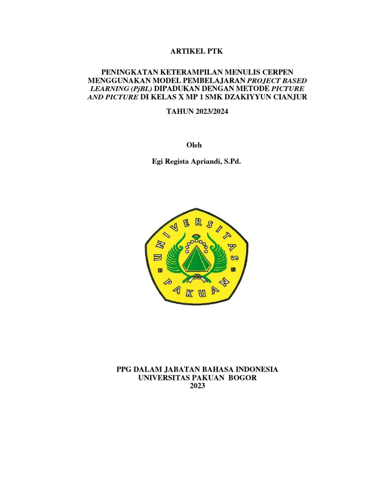 Learning (PJBL) Dipadukan Dengan Metode Picture and Picture Di Kelas X ...