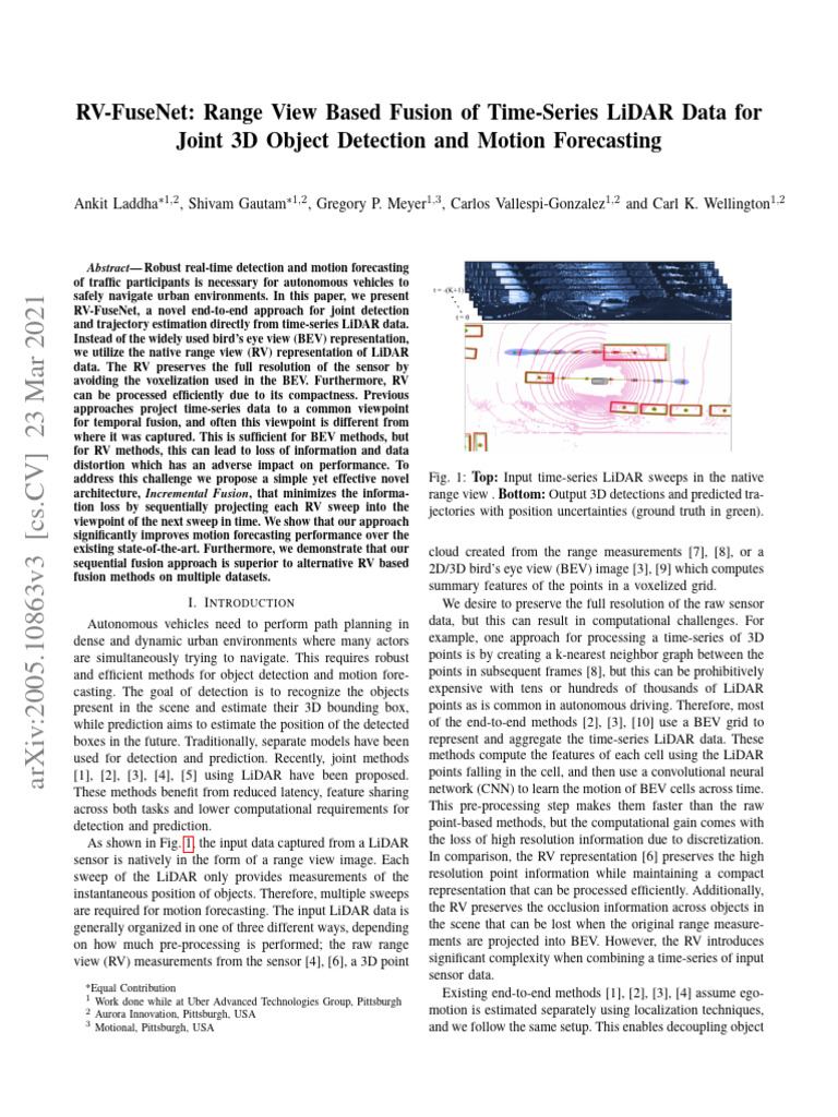 Range View Based Fusion of Time-Series LiDAR Data For | PDF | Lidar | Cybernetics