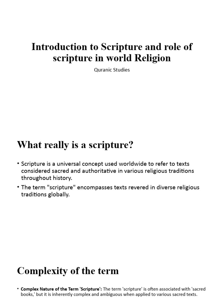 Introduction To Scripture and Role of Scripture in World Religion | PDF ...