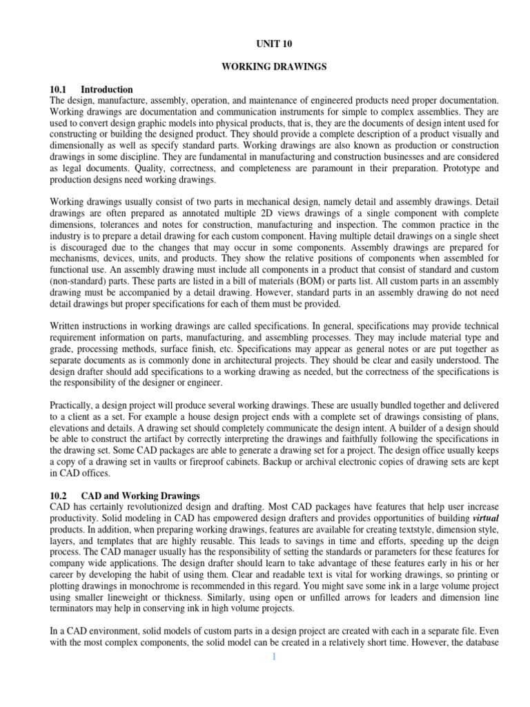 Understanding Working Drawings in CAD | PDF | Technical Drawing ...