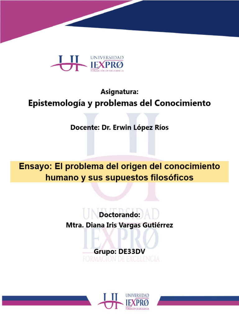 Ensayo El Problema Del Conocimiento | PDF | Conocimiento | Experiencia