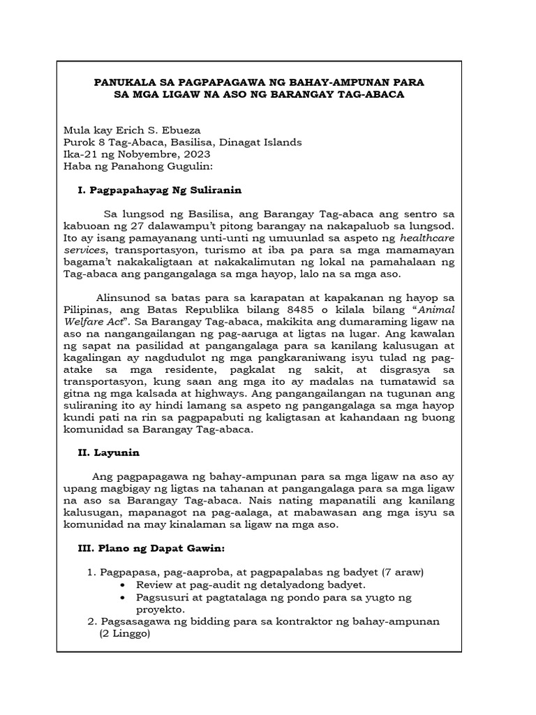 Panukalang Proyekto - Pangkat 1 | PDF